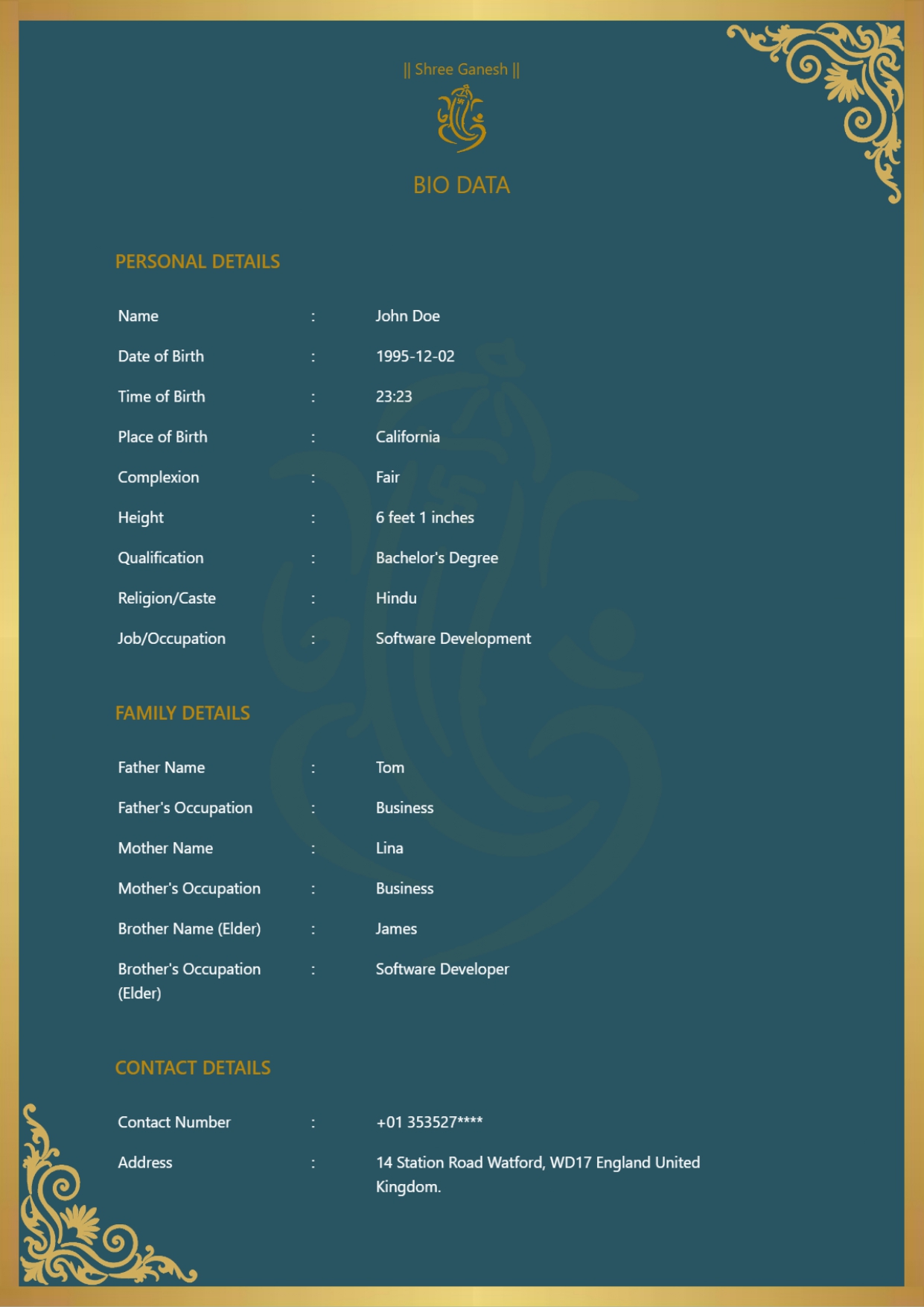 Free Marriage Biodata Maker - Create Professional Matrimonial Biodata ...